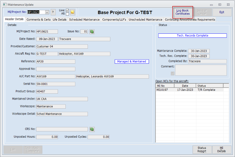 Maintenance Updates - Internal Maintenance - No Maintenance Instruction