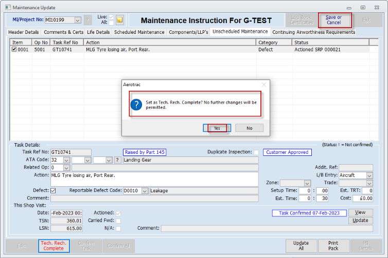 Maintenance Updates - Internal Maintenance - With Maintenance Instruction