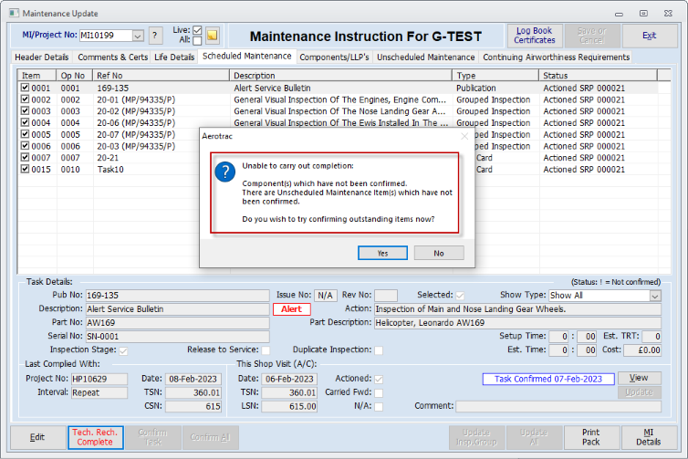 Maintenance Updates - Internal Maintenance - With Maintenance Instruction