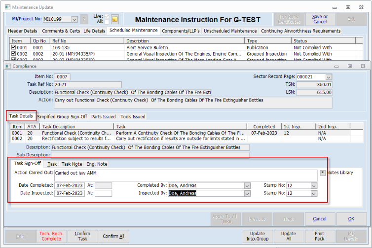 Maintenance Updates - Internal Maintenance - With Maintenance Instruction