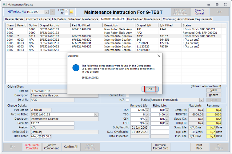 Maintenance Updates - Internal Maintenance - With Maintenance Instruction