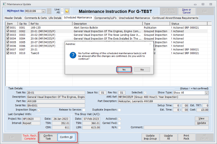 Maintenance Updates - Internal Maintenance - With Maintenance Instruction