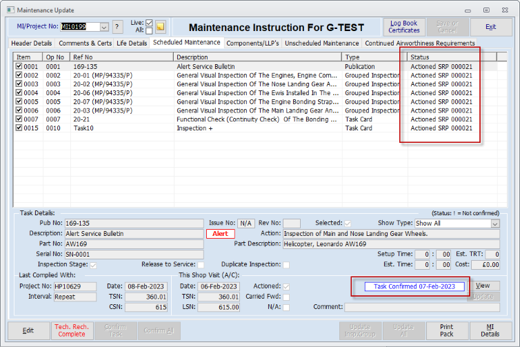 Maintenance Updates - Internal Maintenance - With Maintenance Instruction