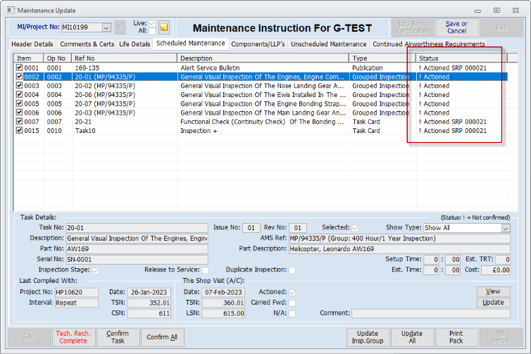 Maintenance Updates - Internal Maintenance - With Maintenance Instruction