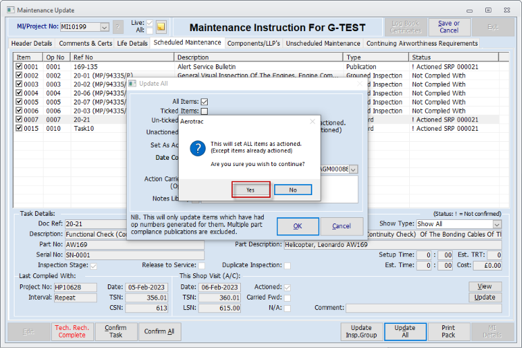 Maintenance Updates - Internal Maintenance - With Maintenance Instruction