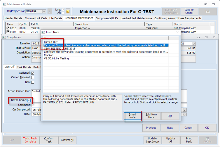 Maintenance Updates - Internal Maintenance - With Maintenance Instruction