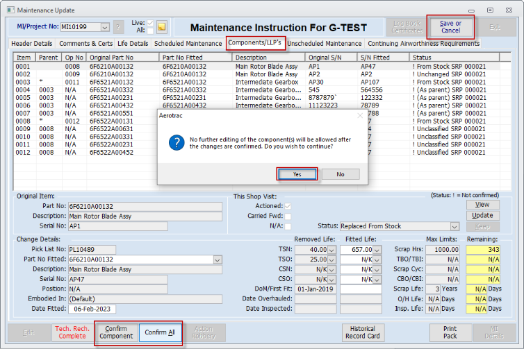 Maintenance Updates - Internal Maintenance - With Maintenance Instruction