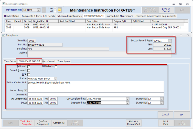 Maintenance Updates - Internal Maintenance - With Maintenance Instruction