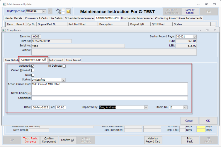Maintenance Updates - Internal Maintenance - With Maintenance Instruction