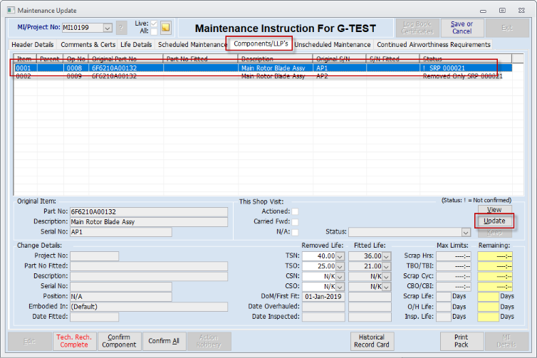Maintenance Updates - Internal Maintenance - With Maintenance Instruction