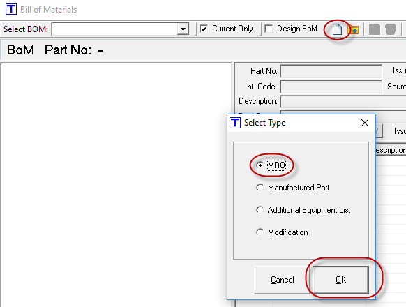 Bill of Materials used for Aircraft Build