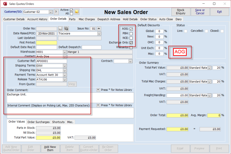 Exchange Sales Orders