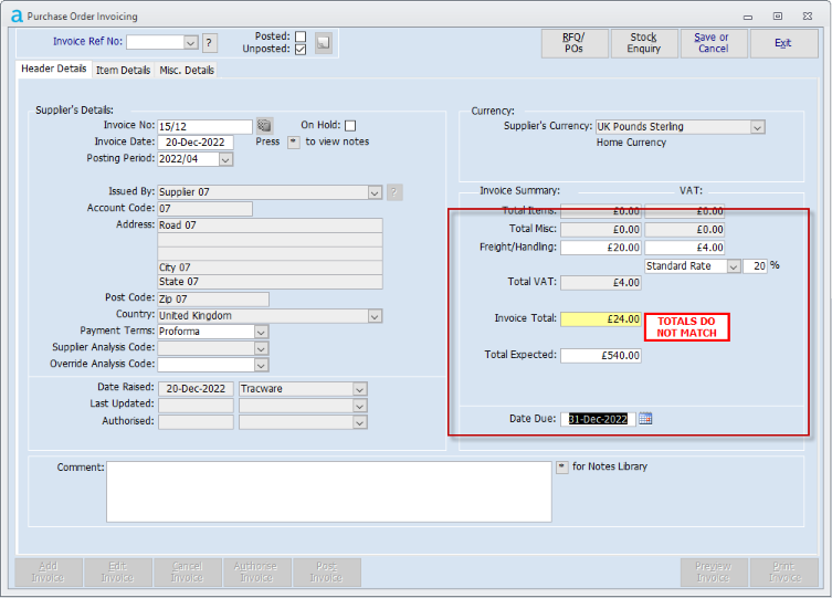 Purchase Invoicing - Service Orders