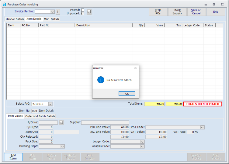 Purchase Invoicing - Stock Orders