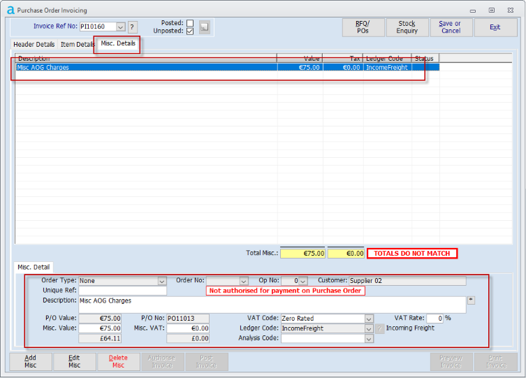 Purchase Invoicing - Stock Orders