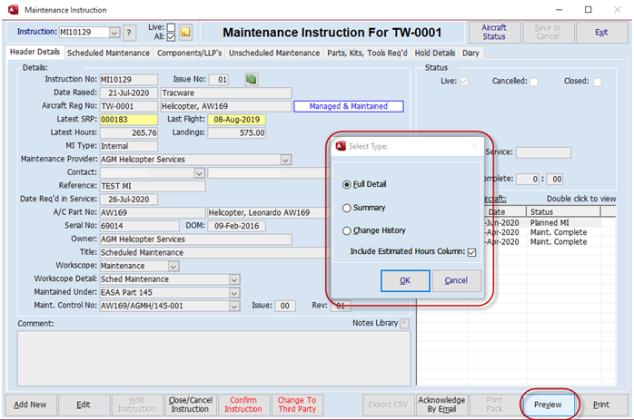 Maintenance Instruction - Internal Part 145