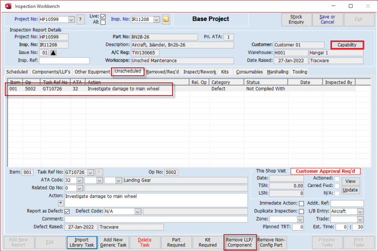 Unscheduled Component Removal