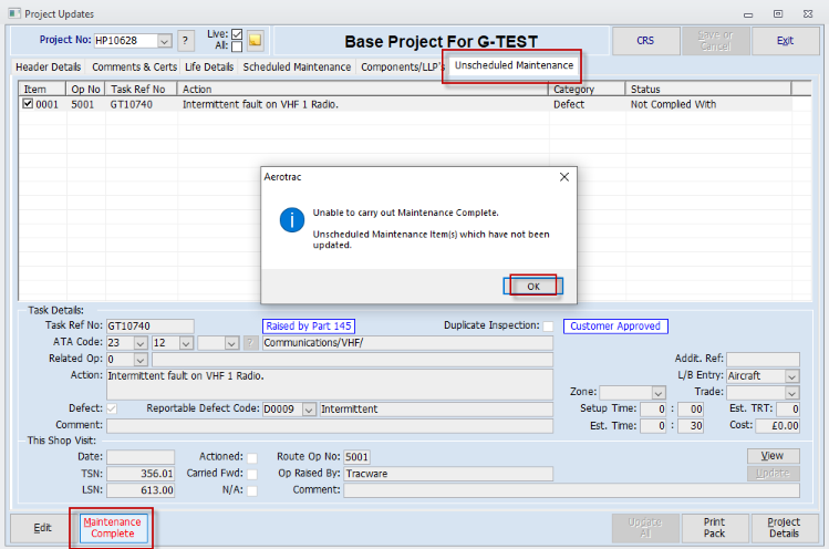 Project Updates - With Maintenance Instruction