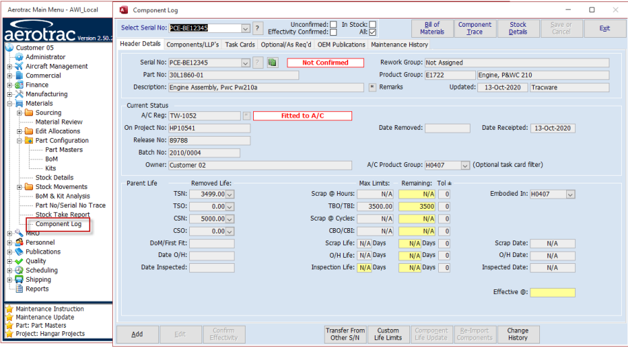 Component Log - Overview