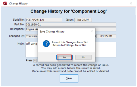 Component Log - Header Details
