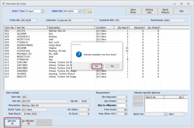 Edit Allocations By Order