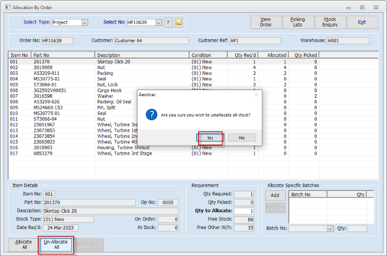 Edit Allocations By Order