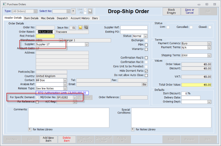 Drop-Ship Sales Order, PO Process
