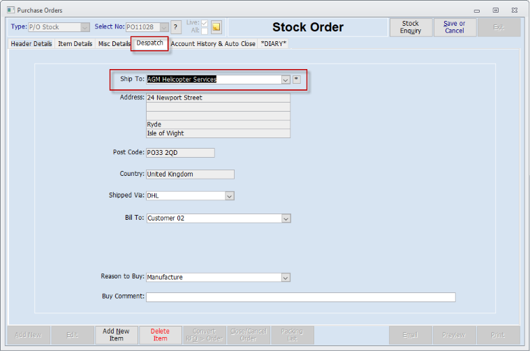 Purchase Order (Stock)