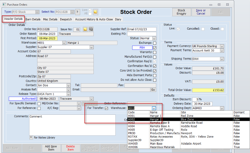 Purchase Order (Stock)