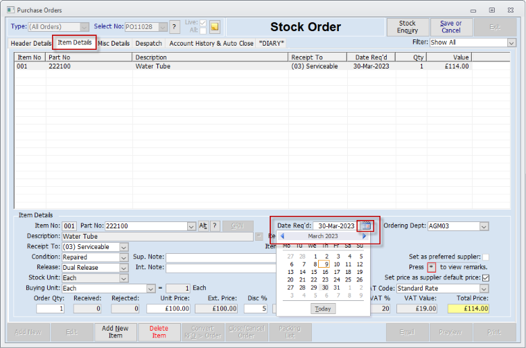 Purchase Order (Stock)