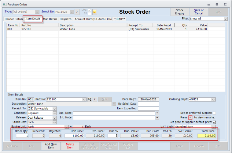 Purchase Order (Stock)
