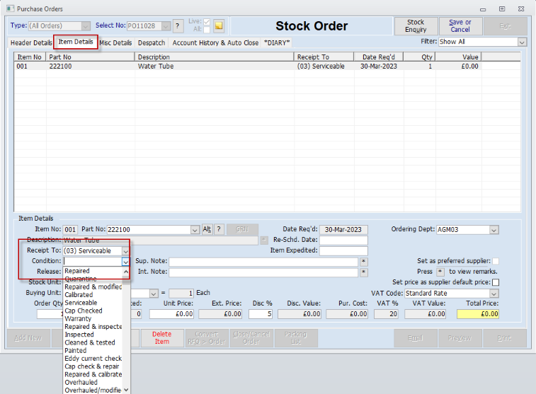 Purchase Order (Stock)