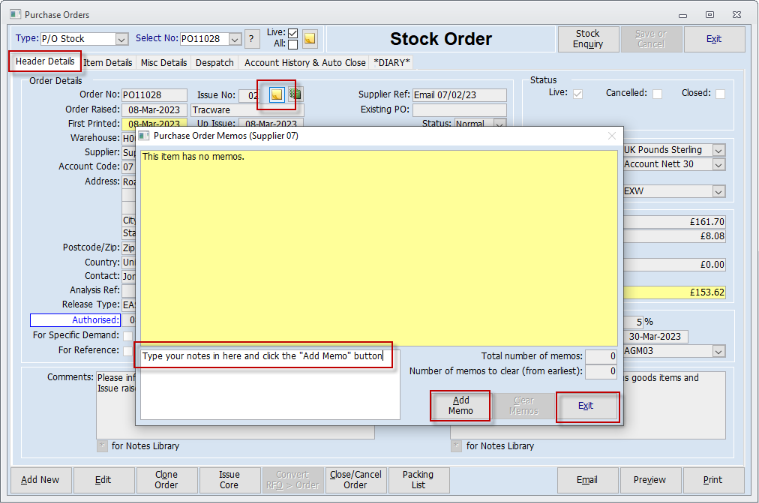 Purchase Order (Stock)