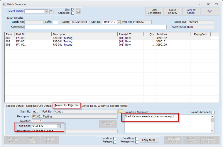 Batch Generation (Stock PO)