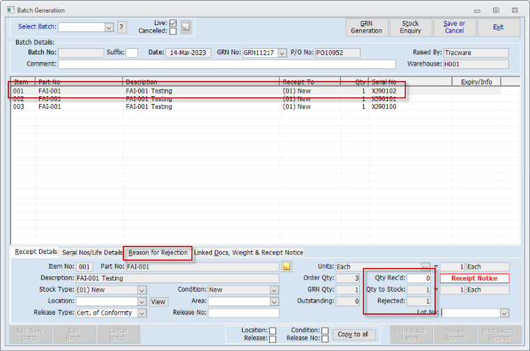 Batch Generation (Stock PO)