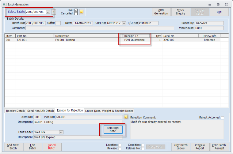 Batch Generation (Stock PO)
