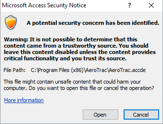 Microsoft Access Security Notice