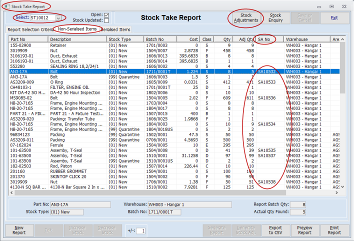 Stock Take Report