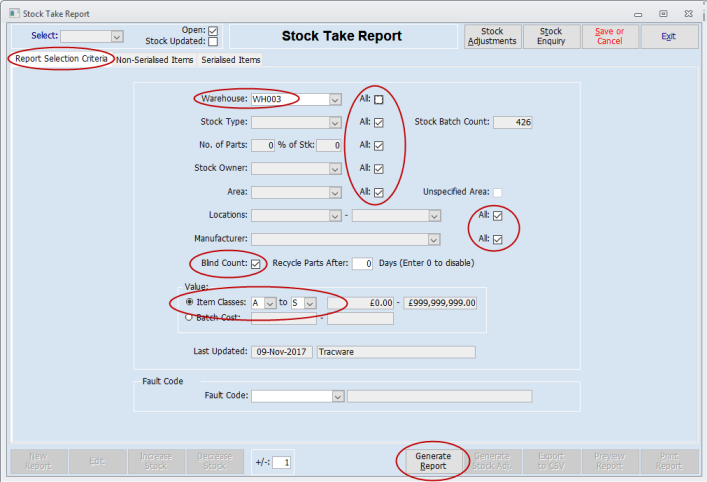 Stock Take Report