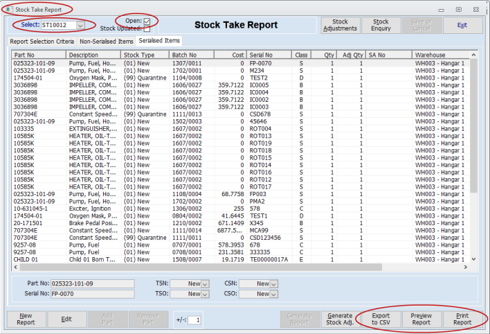 Stock Take Report