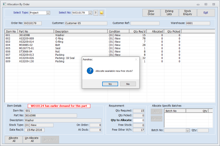 Allocating Parts From The Status Board
