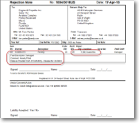 Rejecting Parts Purchased for Stock